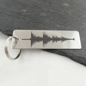 Sound Wave Stainless Steel Key Chain Audio File Heartbeat Laser ...