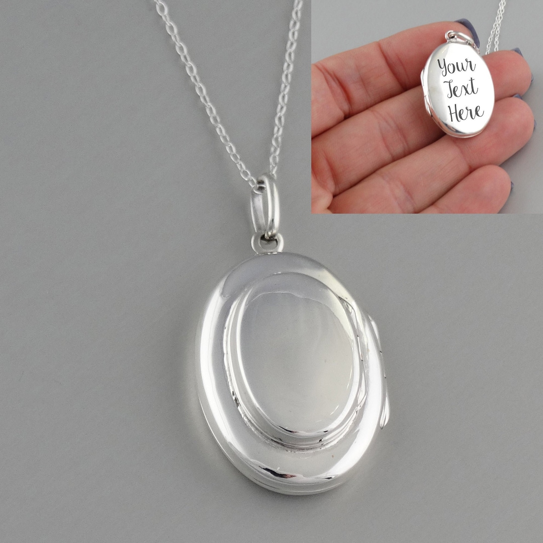 Personalized Sterling Silver Oval Locket: 4-photo Custom Engraved ...