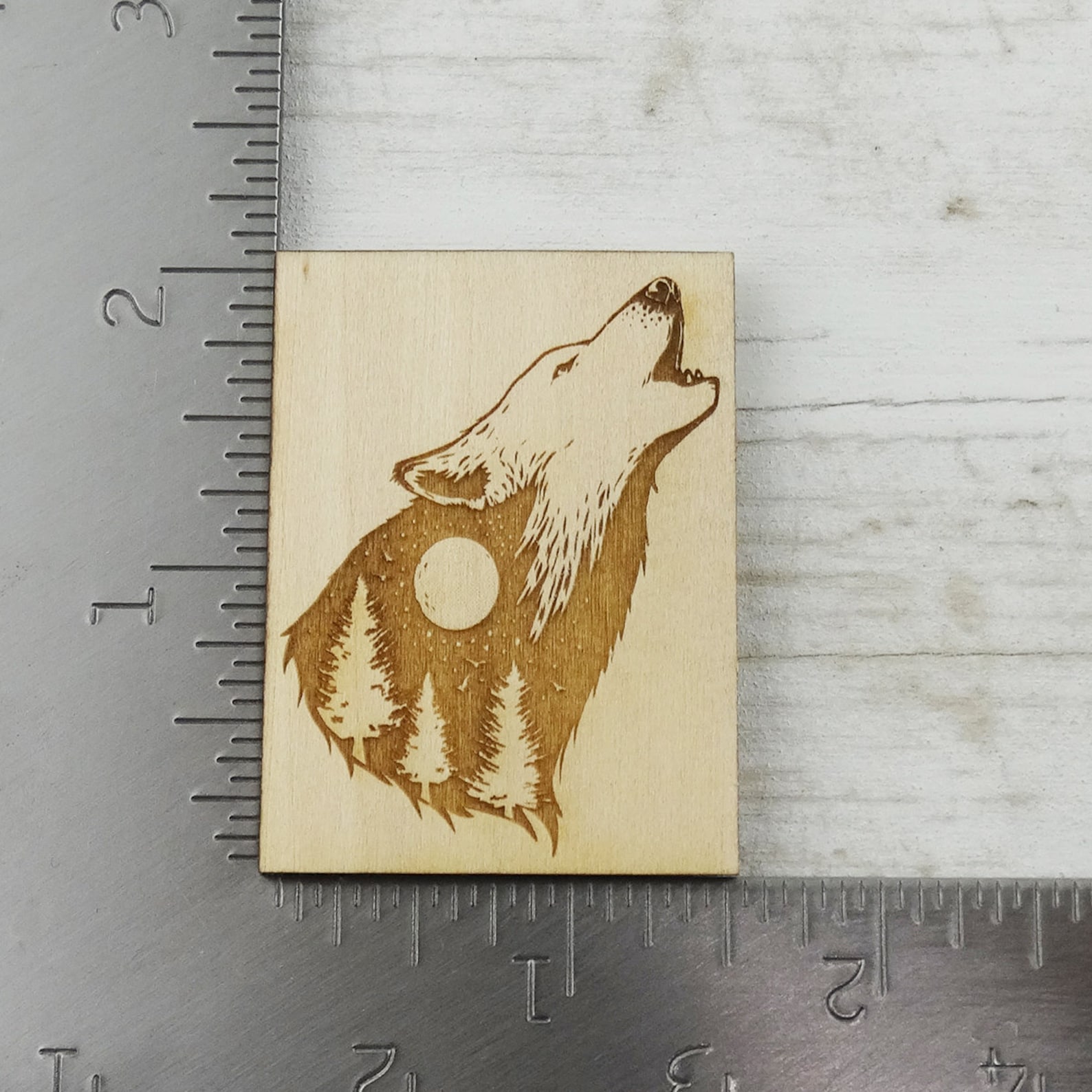 Howling Wolf Wooden Magnet Lasered Basswood Nature Scene - Etsy