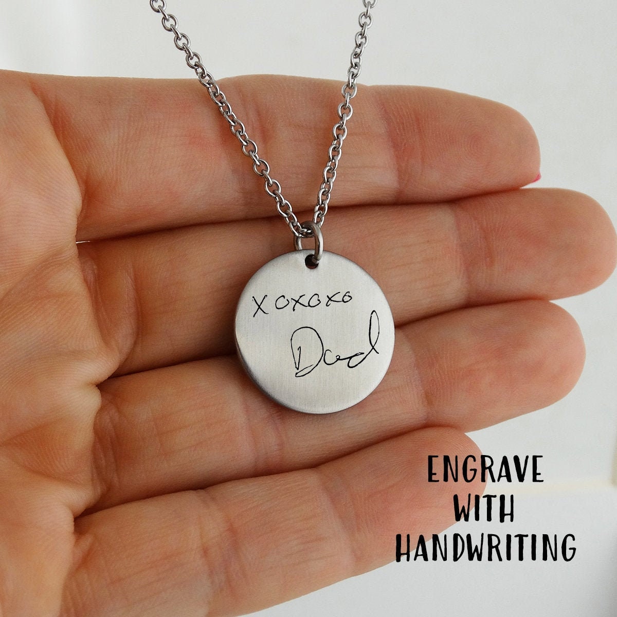 Custom Engraved Stainless Steel Round Necklace - Personalization ...