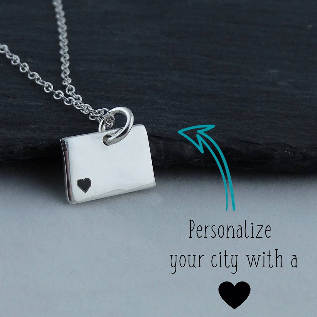 Personalized Colorado State Charm Necklace With Engraved Heart Near ...