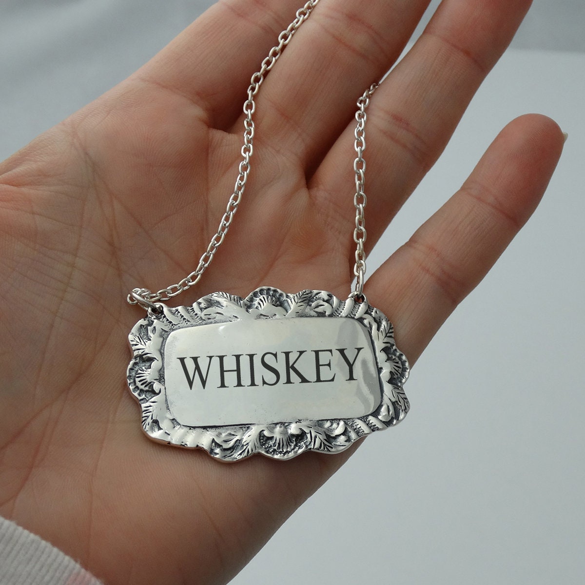 Personalized Rectangle Liquor Decanter Tag 925 Sterling | Etsy