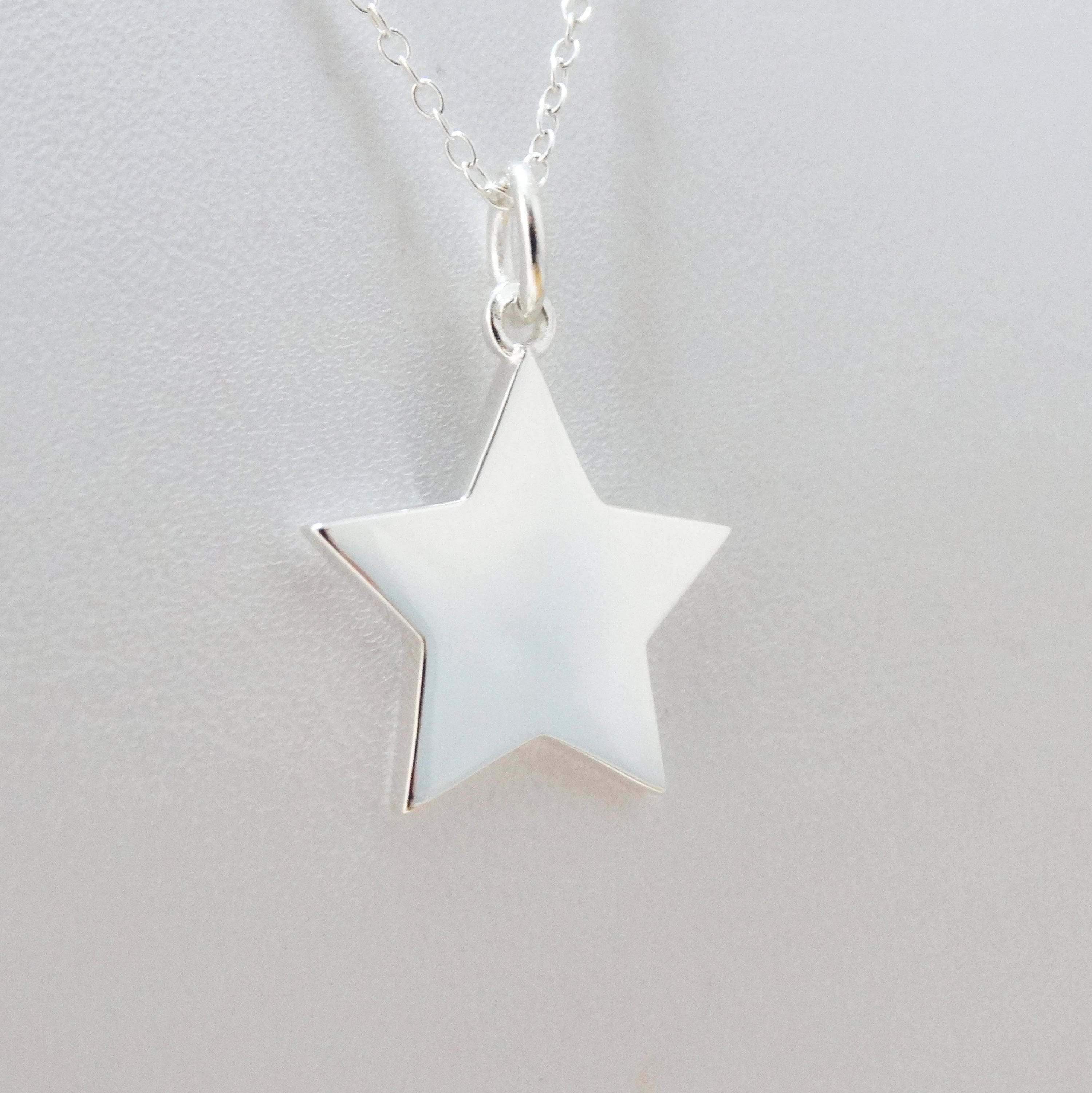 Personalized Star Pendant Necklace - Custom Engraved - 925 Sterling ...
