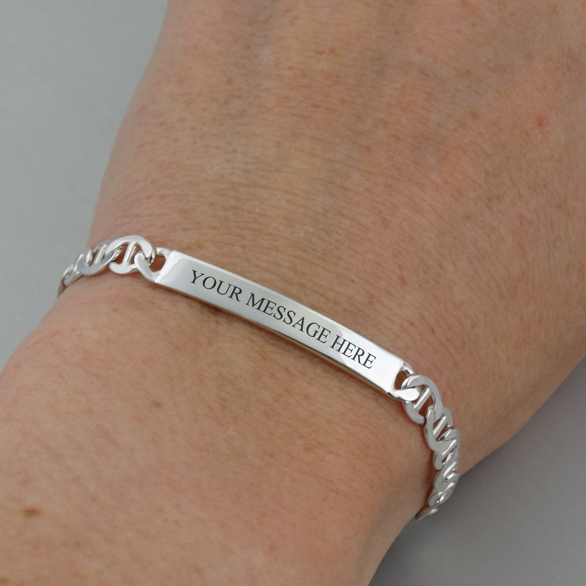 Personalized 8 Flat Marina ID Bracelet With 6mm Chain | Etsy