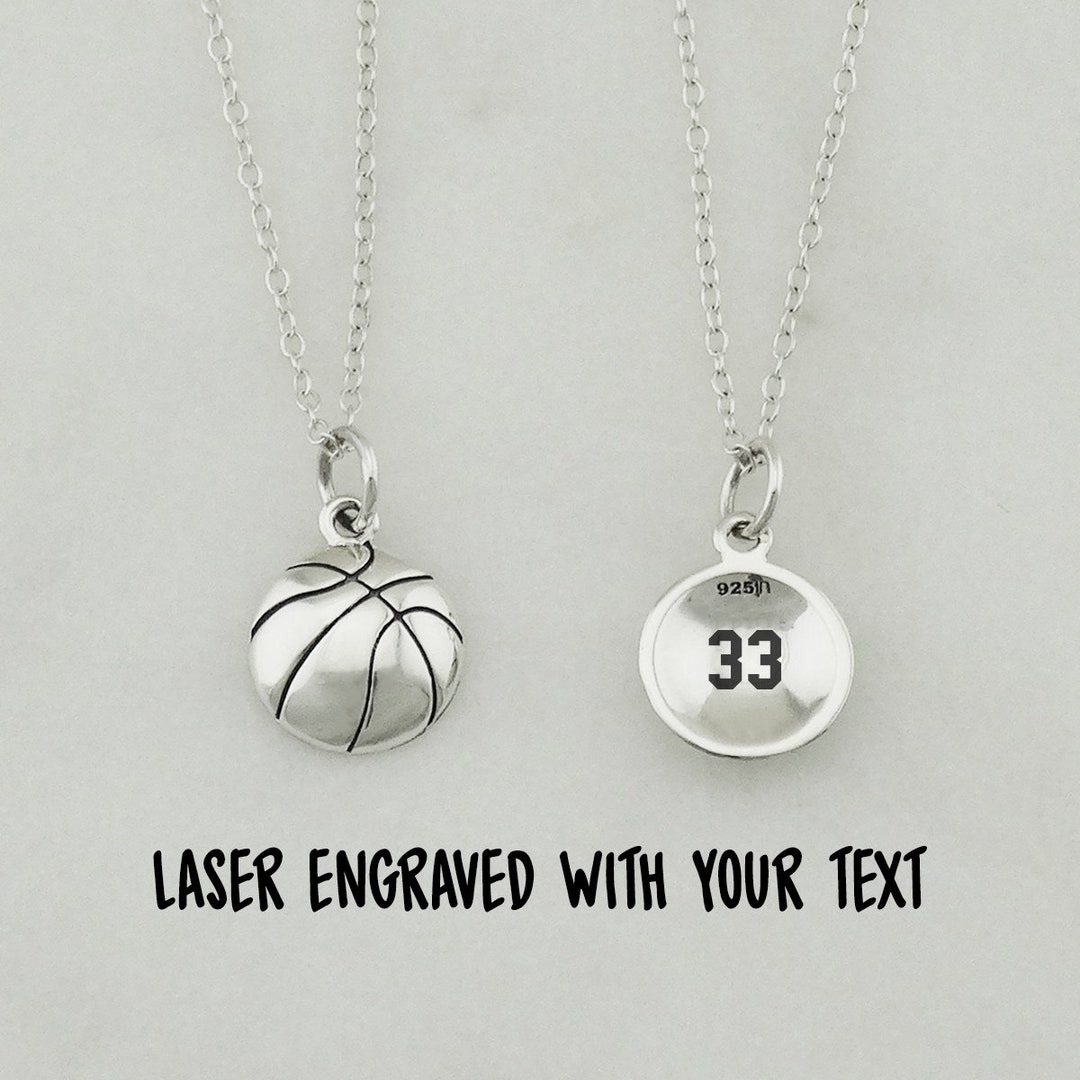 Personalized Sterling Silver Basketball Charm Necklace - 925 Sterling ...