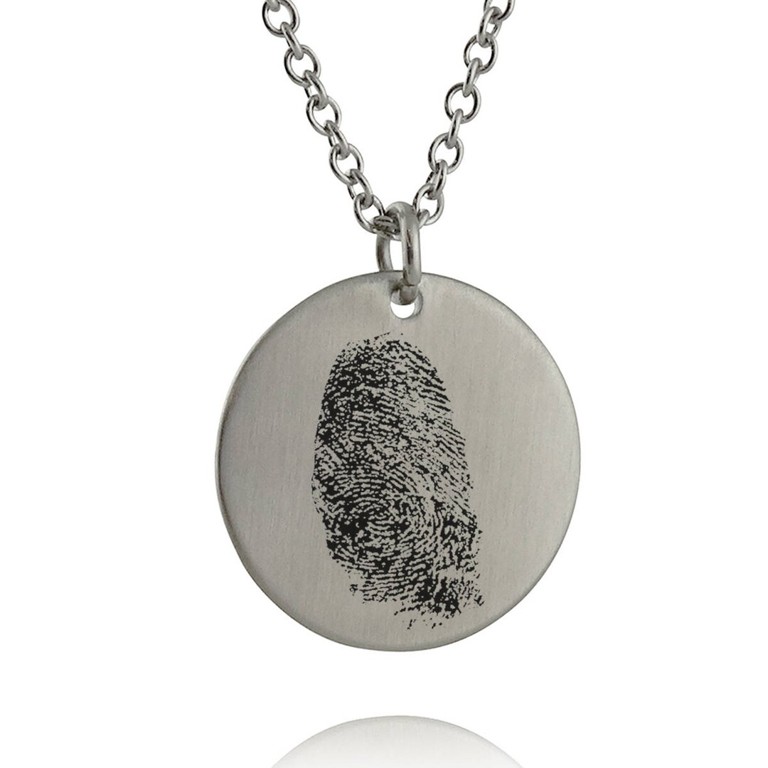 Custom Engraved Fingerprint Memorial Pendant Necklace - Stainless Steel ...