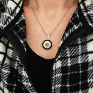 Personalized Real Daisy Flower Necklace - Stainless Steel - Engraved ...