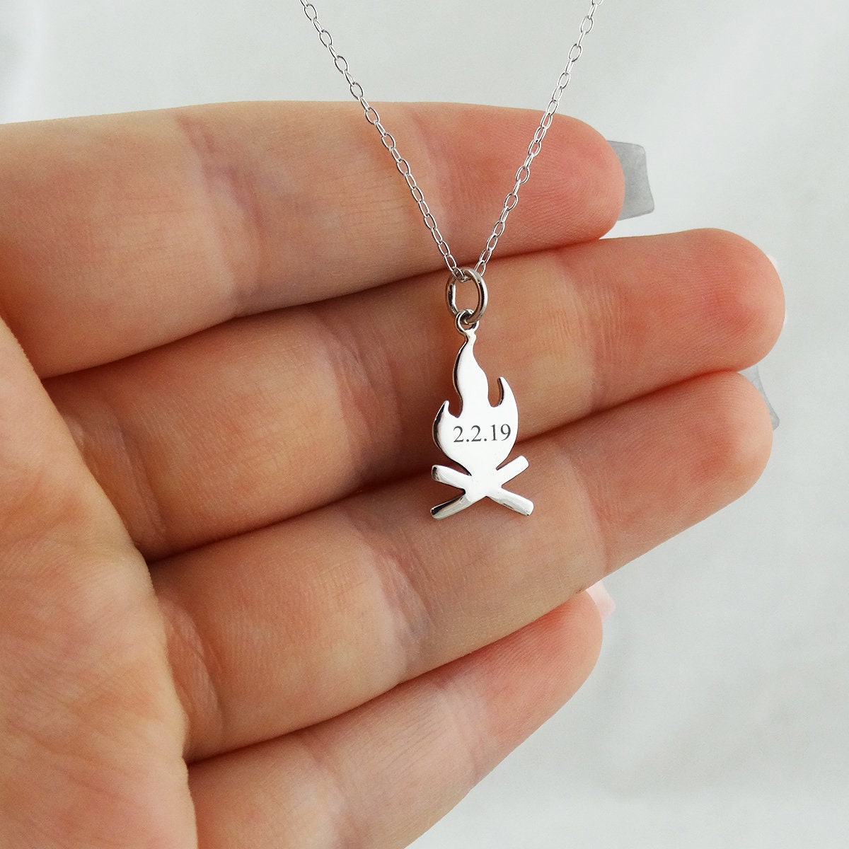 Personalized Campfire Charm Necklace 925 Sterling Silver - Etsy