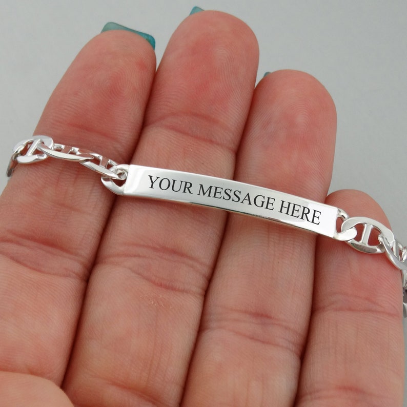 Personalized 8 Flat Marina ID Bracelet With 6mm Chain - Etsy