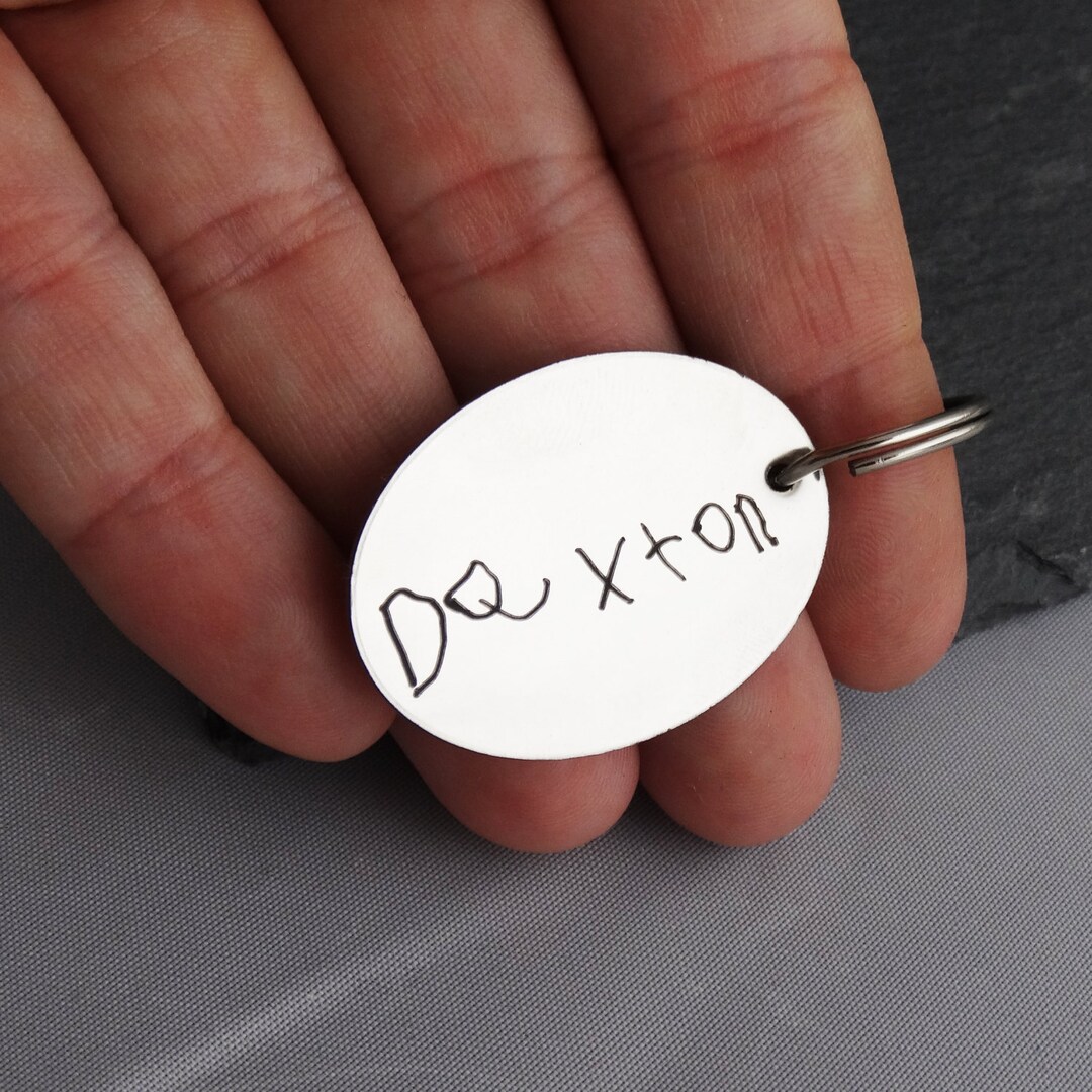 Handwriting Key Chain Kids Writing Name Keychain Upload - Etsy