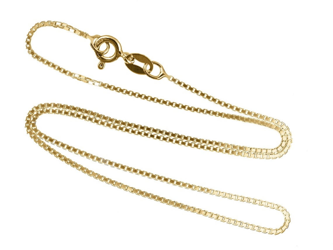 1mm Gold Plated Box Chain 925 Sterling Silver 16 - Etsy