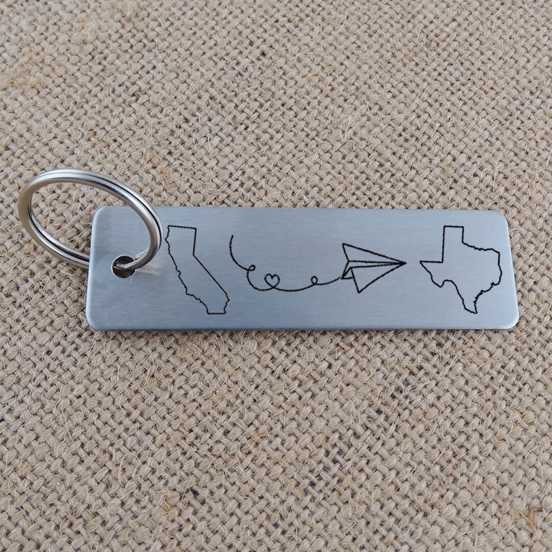 Personalized Long Distance Key Chain Engraved and Customize With 2 ...