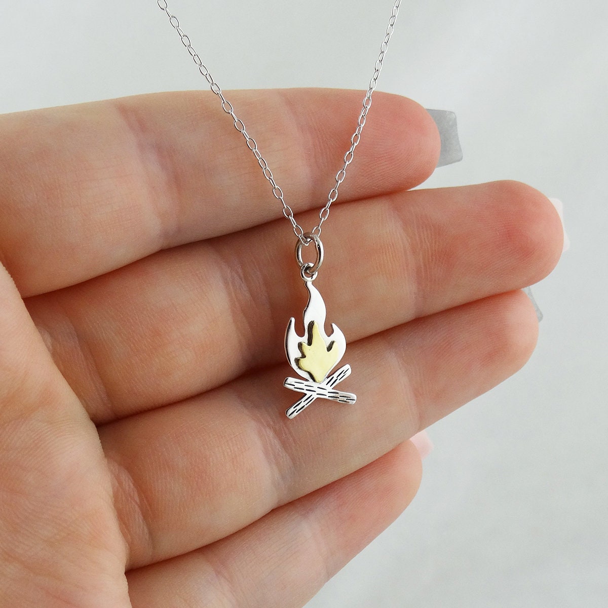 Personalized Campfire Charm Necklace 925 Sterling Silver - Etsy