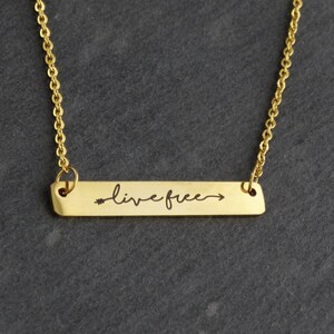 Live Free Arrow Pendant Necklace - Gold Plated Stainless Steel ...