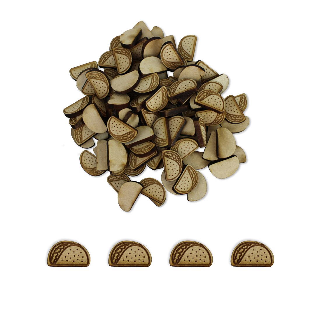 Taco Wooden Confetti, Pack of 100 Pieces - Laser Cut Basswood Party ...