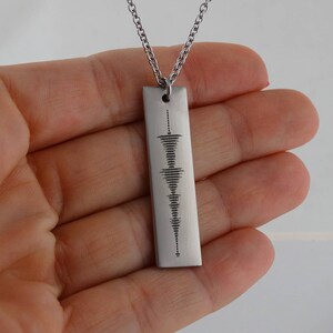 Personalized Sound Wave Bar Necklace Stainless Steel Audio File ...
