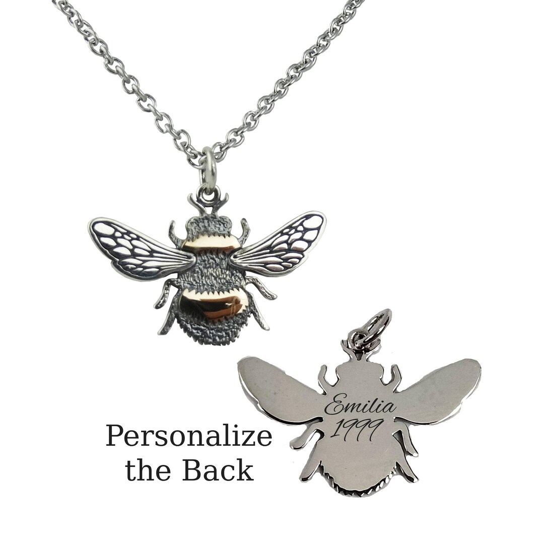 Personalized Sterling Silver & Bronze Bumblebee Necklace - Custom ...