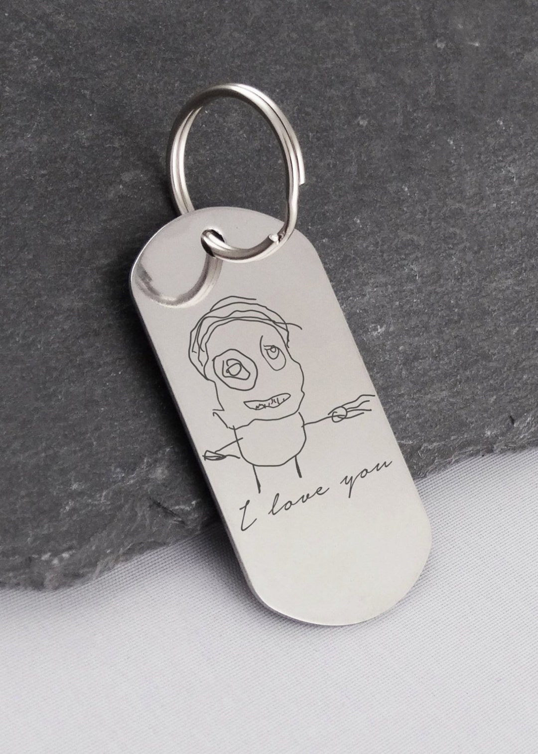 Handwriting Keychain Kids Drawing Key Chain Signature Jewelry Upload ...