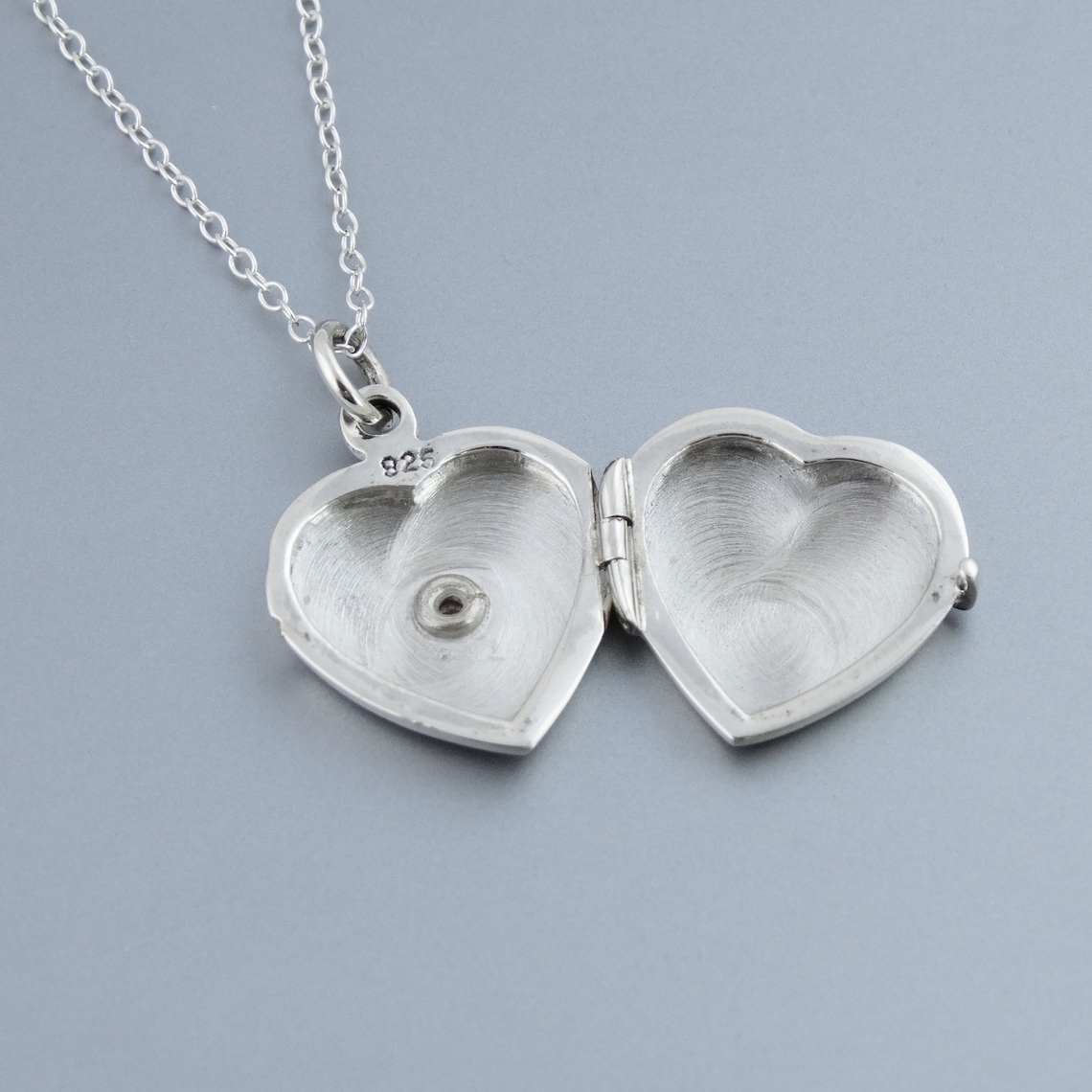 Sterling Silver Engraved Heart Locket Necklace With Genuine 1 - Etsy