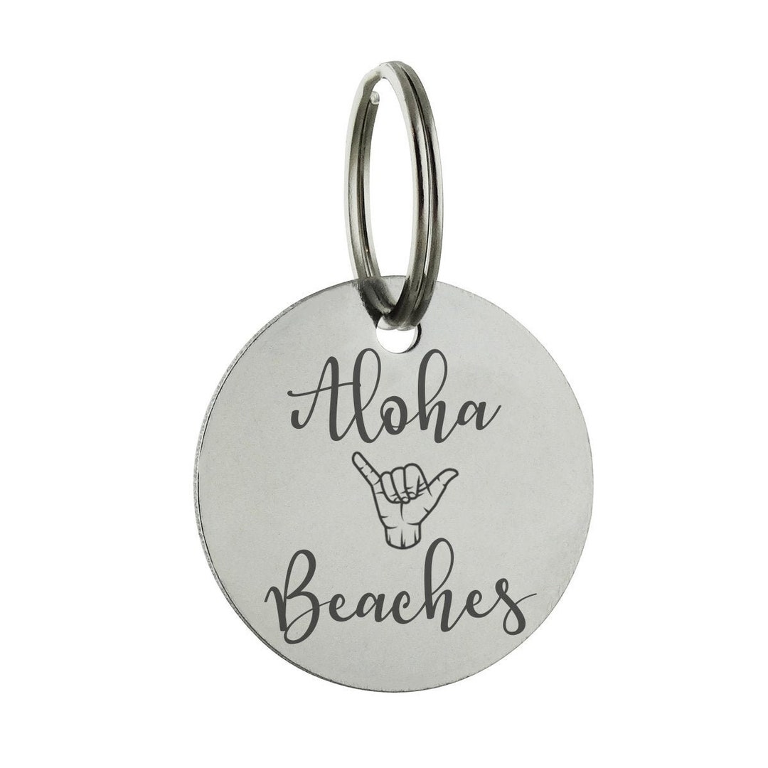 Aloha Beaches Pet ID Tag: Shaka Sign, Personalized Engraved Stainless ...