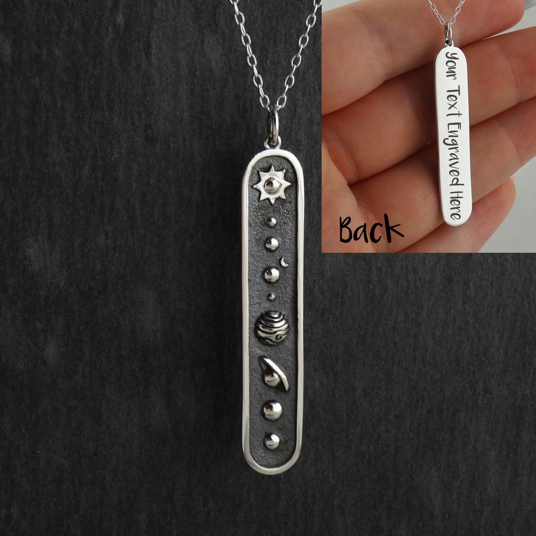 Custom Engraved Solar System Vertical Necklace - Sterling Silver ...
