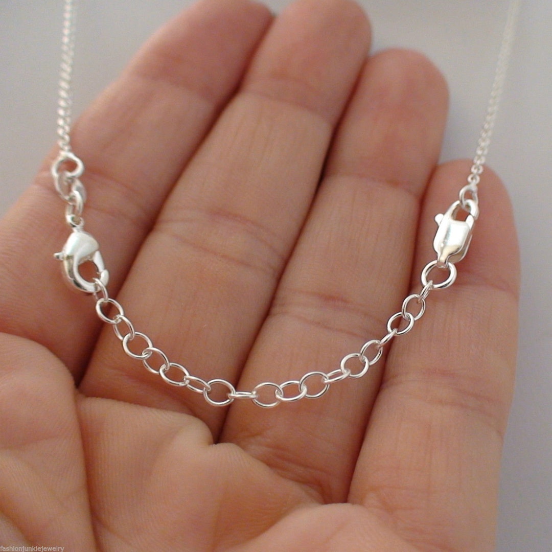 Sterling Silver Necklace Chain Extender - 3mm Wide, 2" Extension With ...