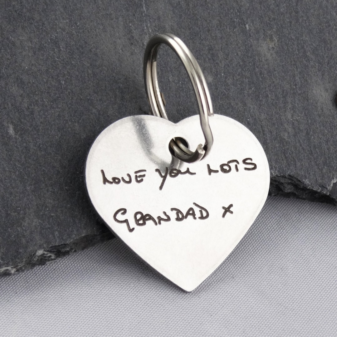 Heart Handwriting Key Chain Drawing Handwriting or Text - Etsy
