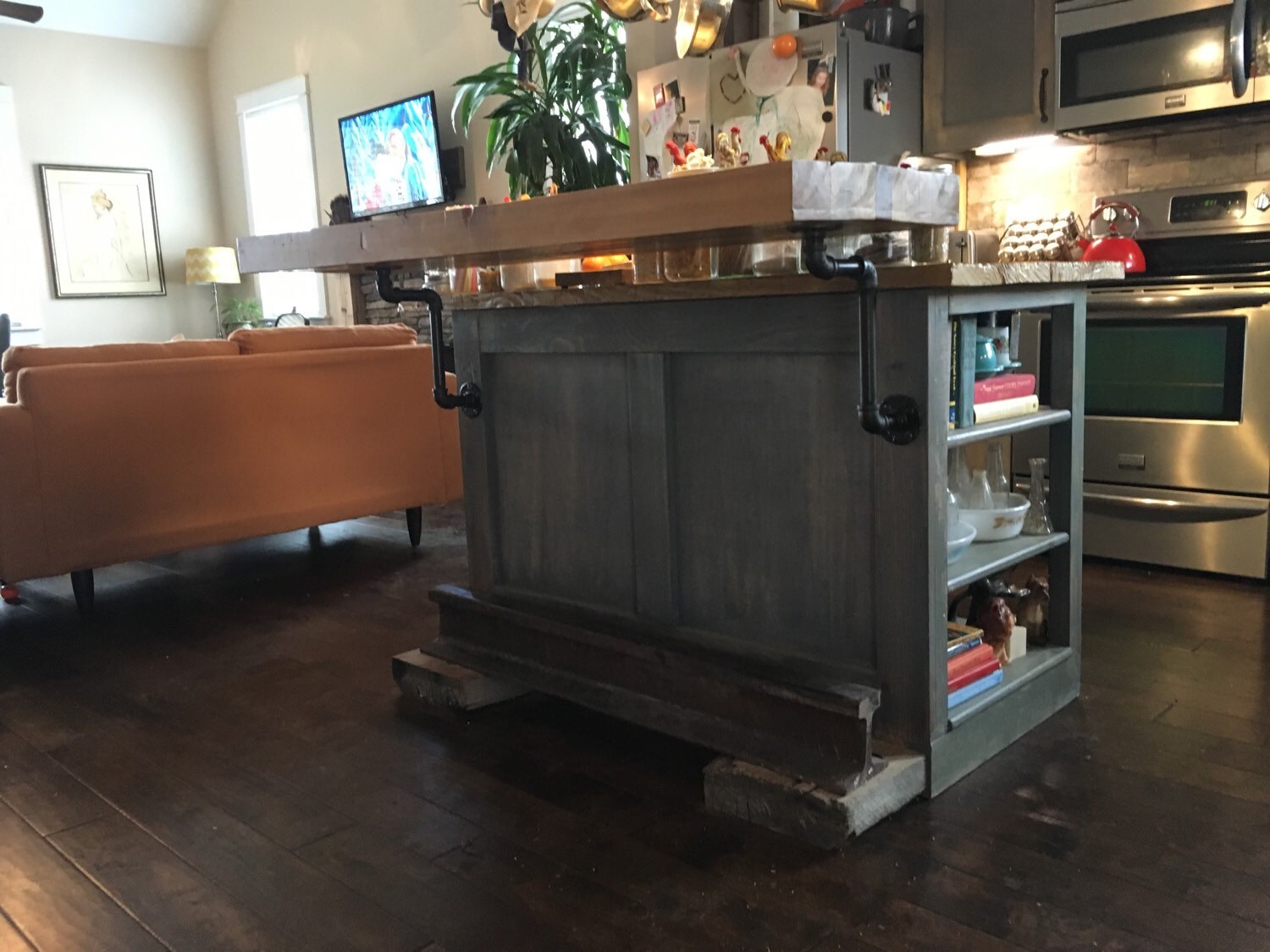 Kitchen Island With Floating Butcher Block Top - Etsy