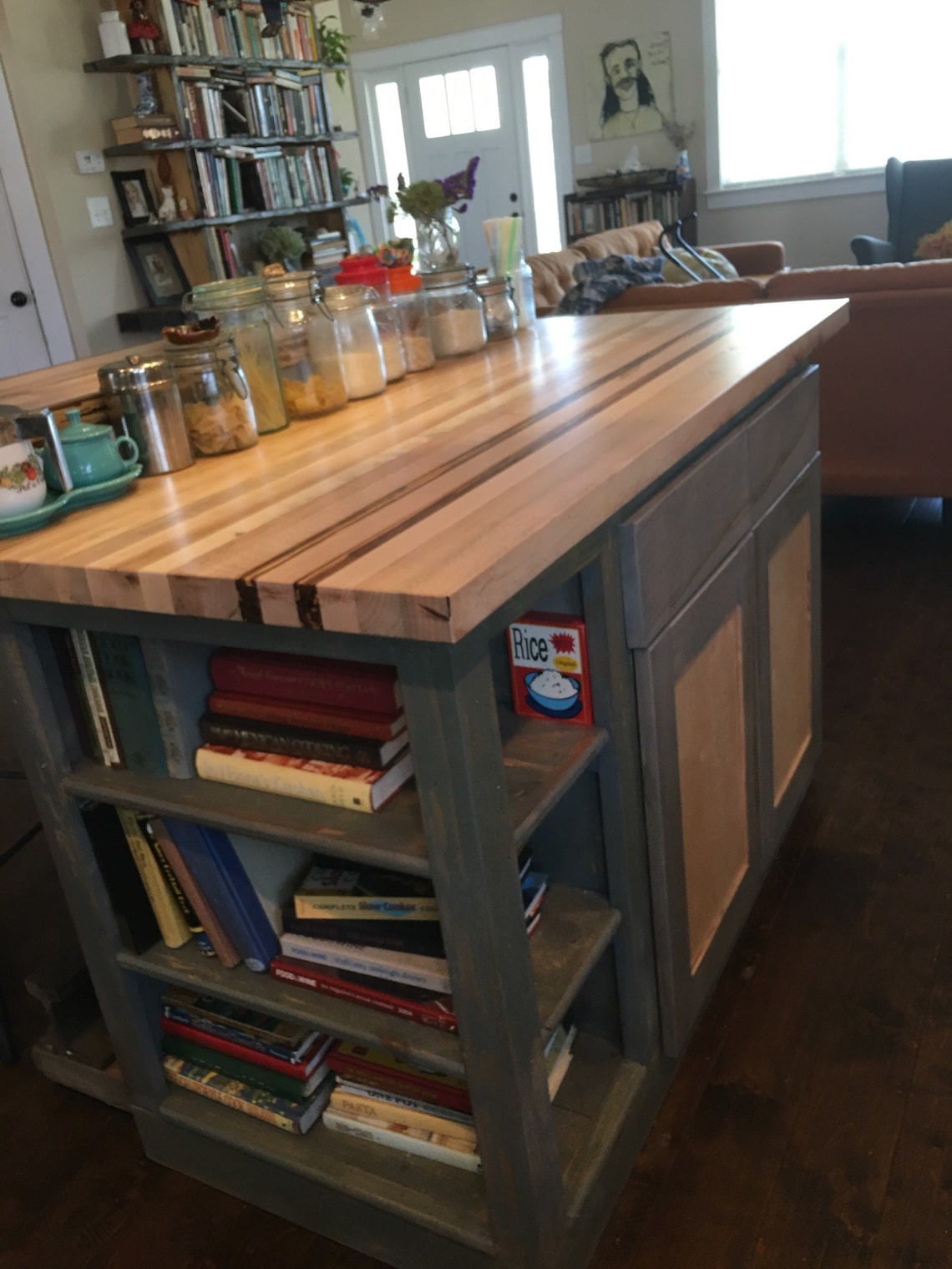 Kitchen Island With Floating Butcher Block Top - Etsy