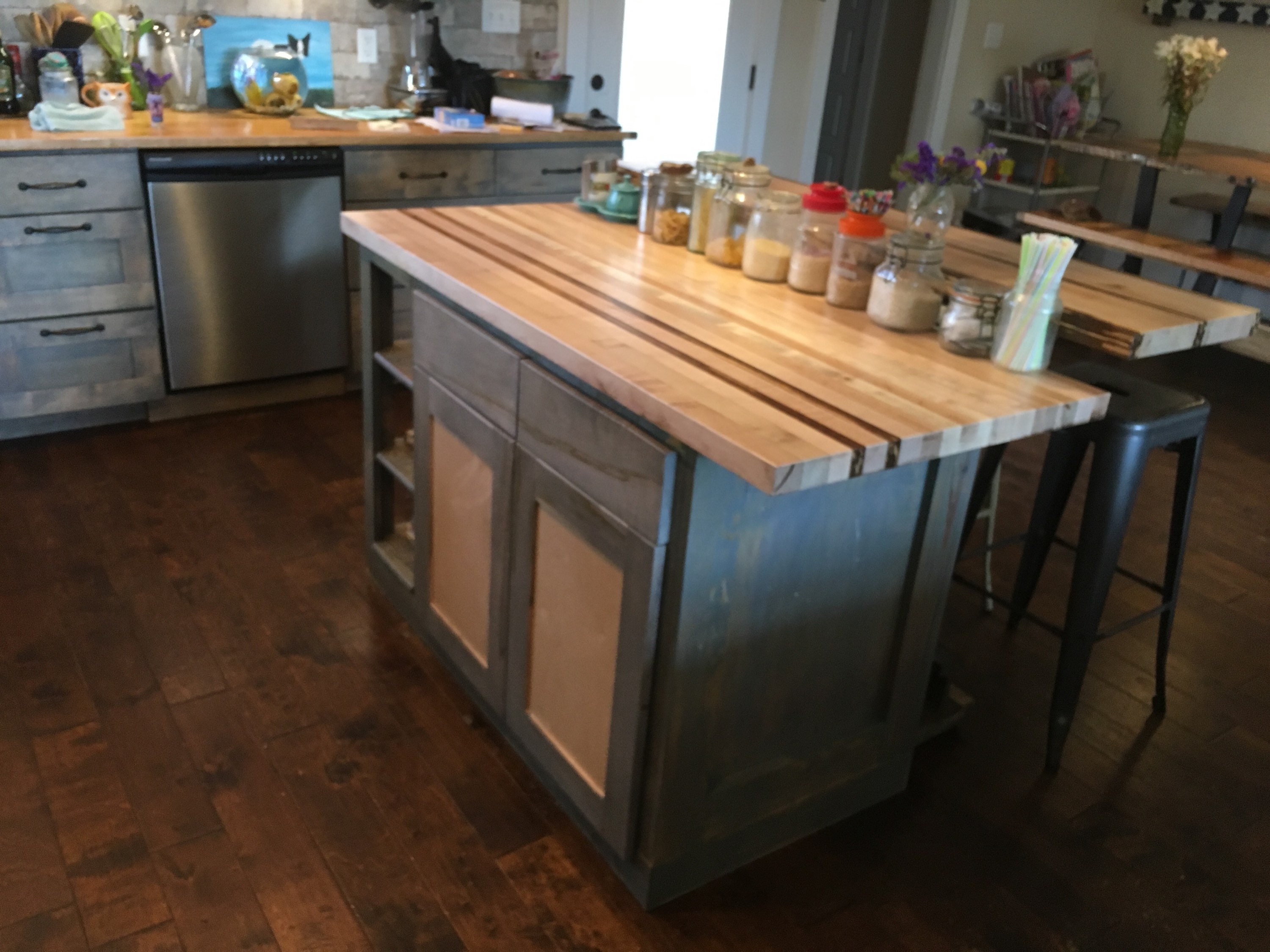 Kitchen Island With Floating Butcher Block Top - Etsy