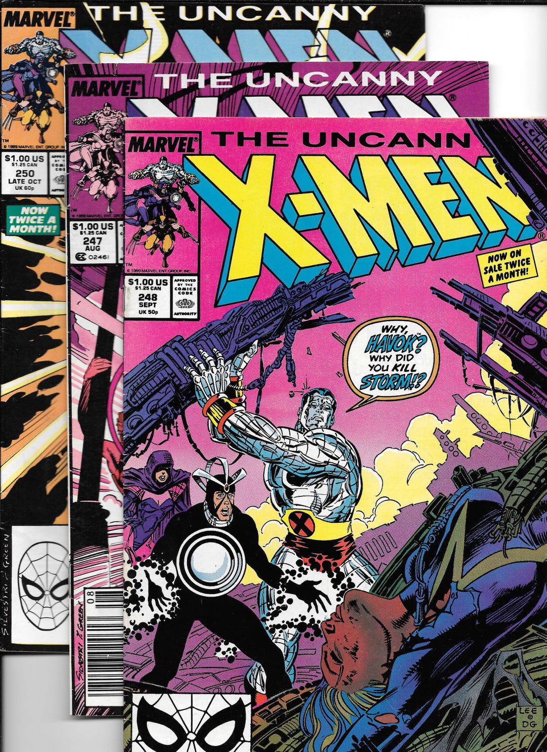 X-men #247 248 250! 1989! 1st Jim Lee Art X-men! Master Mold! Sentinels ...