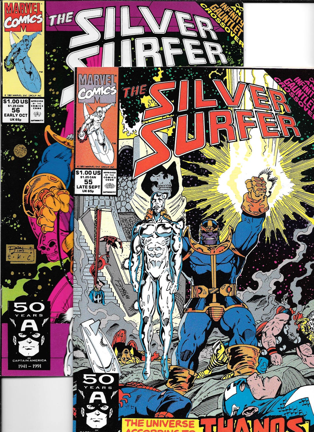 Silver Surfer 55 and 56! Thanos Vs Silver Surfer! Lady Death! Infinity ...