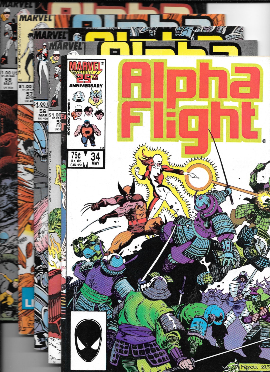 Alpha Flight #34 55 56 57 58! 2nd Appearance of Yuriko as Lady ...