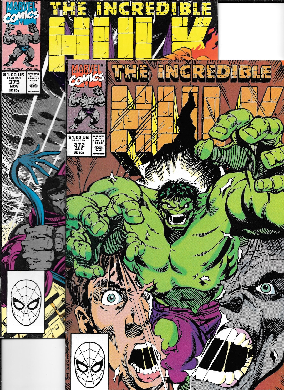 Hulk #372 and 375! 1990 Marvel Hulk! Green Hulk Vs Bruce Banner! Hulk ...