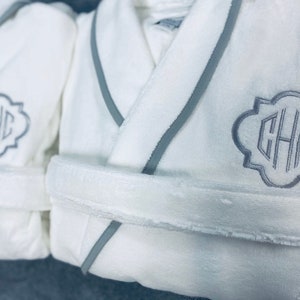 Personalized Turkish Plush Robe With Piping, Monogrammed 100% Cotton ...