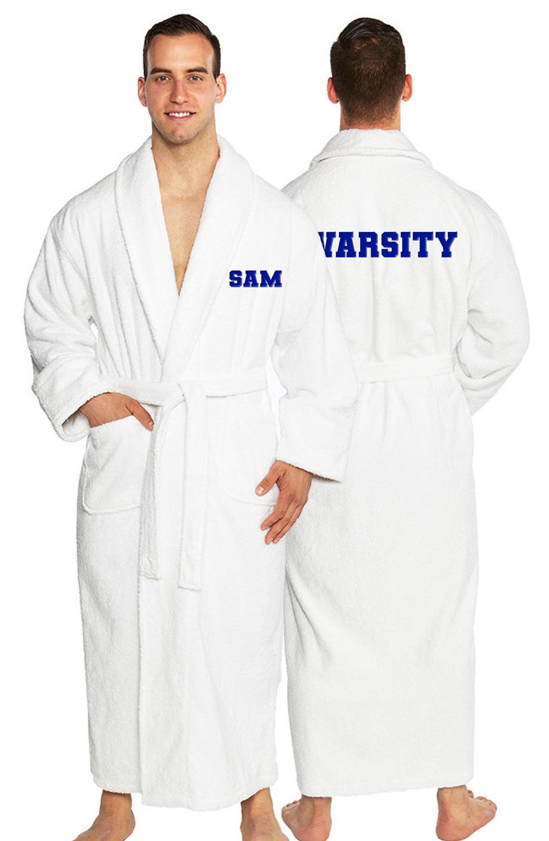Personalized Men's XL Terry Bathrobe, 100% Pure Combed Turkish Cotton ...