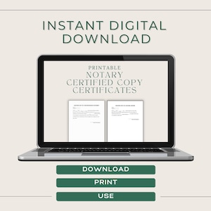 2 Printable Notary Certified Copy Certificates - Notarial Certificates ...