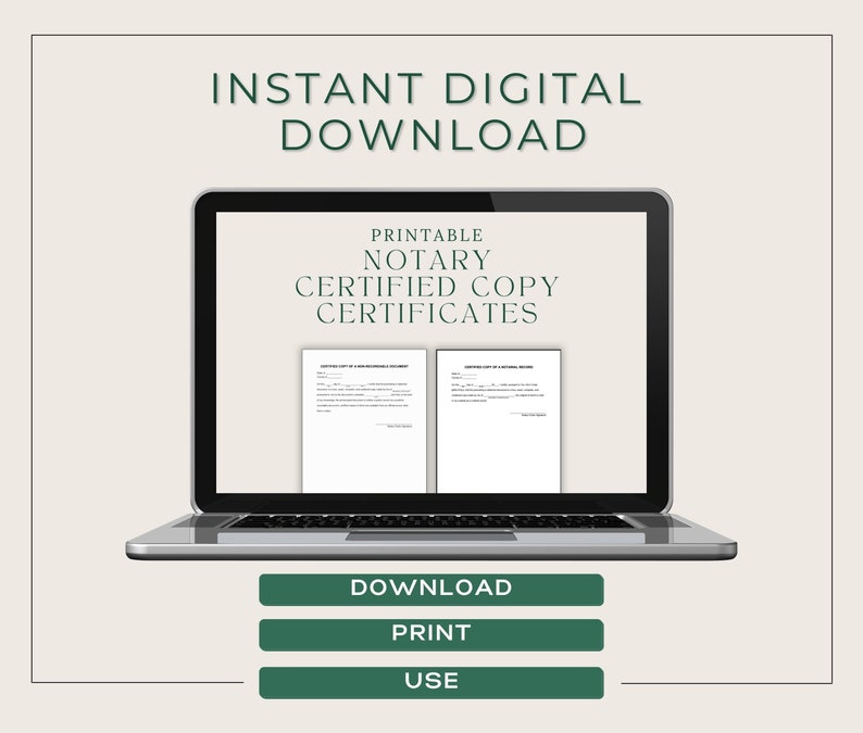 2 Printable Notary Certified Copy Certificates - Notarial Certificates ...
