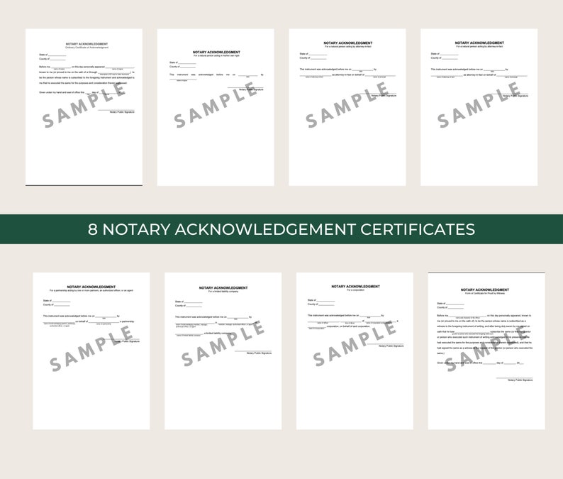 8 Printable Notary Acknowledgment Certificates - Acknowledgments ...