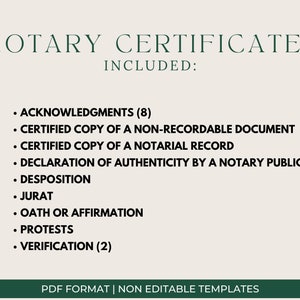 17 Printable Notary Certificates - Acknowledgements - Jurat - Oath ...