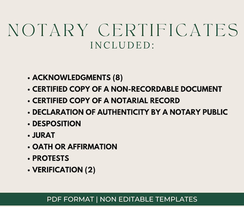 17 Printable Notary Certificates - Acknowledgements - Jurat - Oath ...
