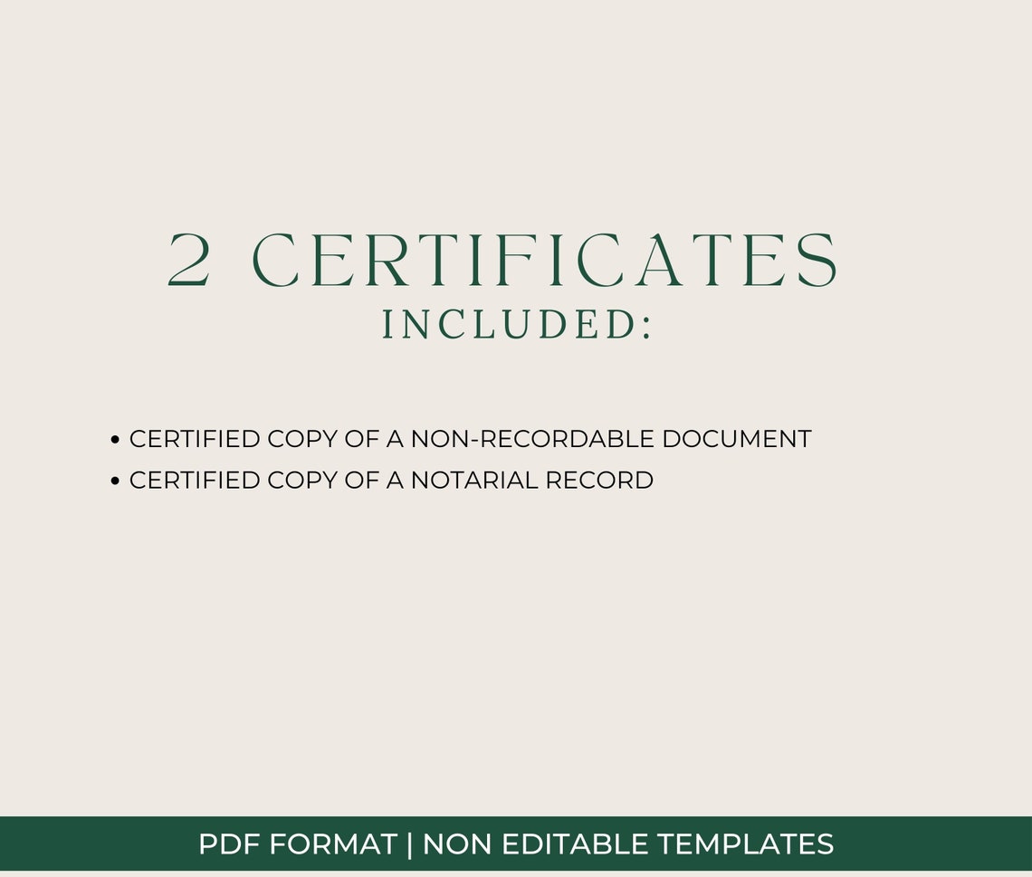 2 Printable Notary Certified Copy Certificates - Notarial Certificates ...