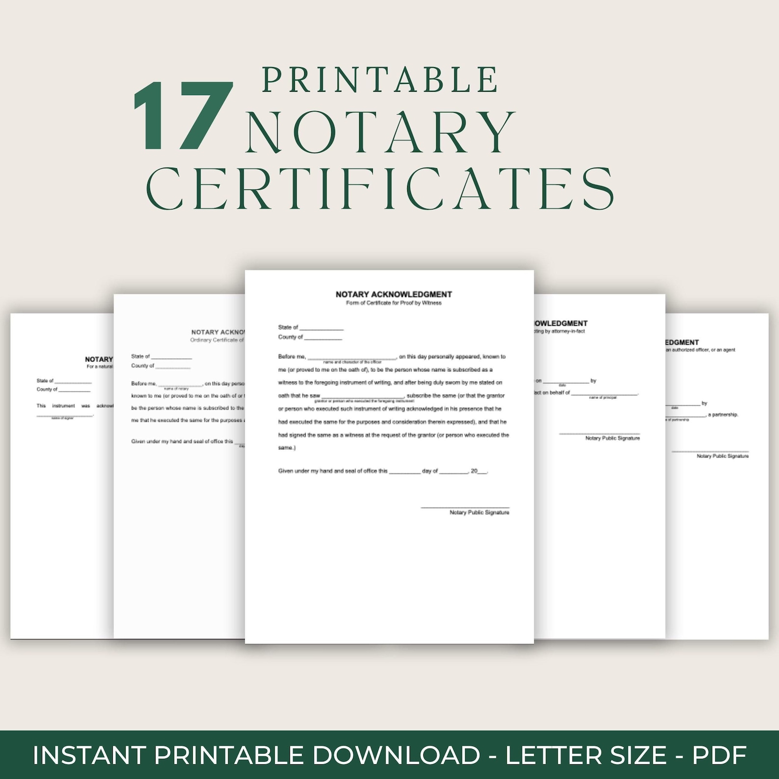 17 Printable Notary Certificates - Acknowledgements - Jurat - Oath ...