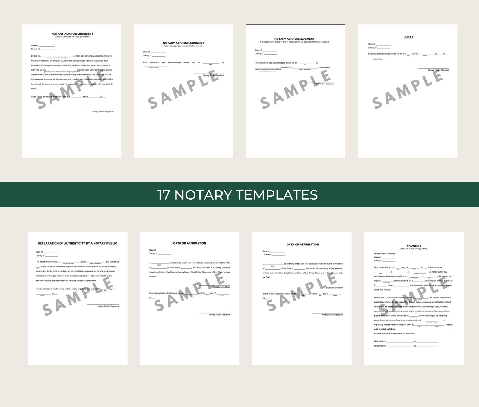 17 Printable Notary Certificates - Acknowledgements - Jurat - Oath ...
