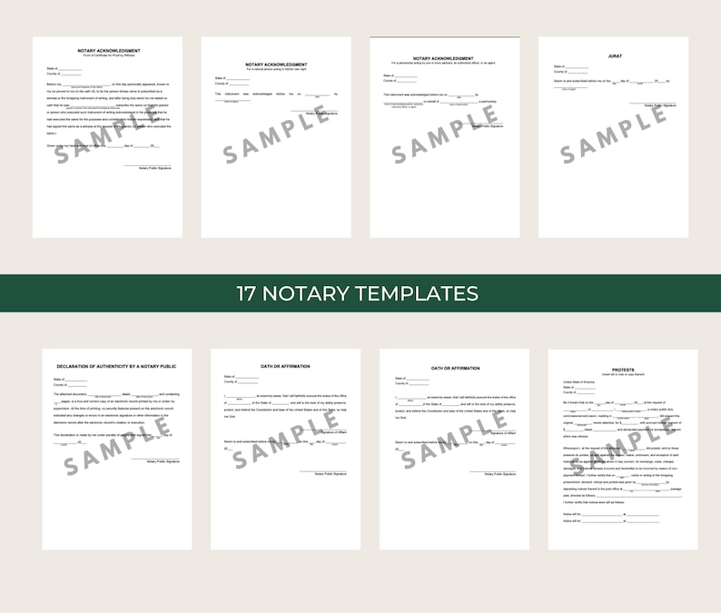 17 Printable Notary Certificates - Acknowledgements - Jurat - Oath ...
