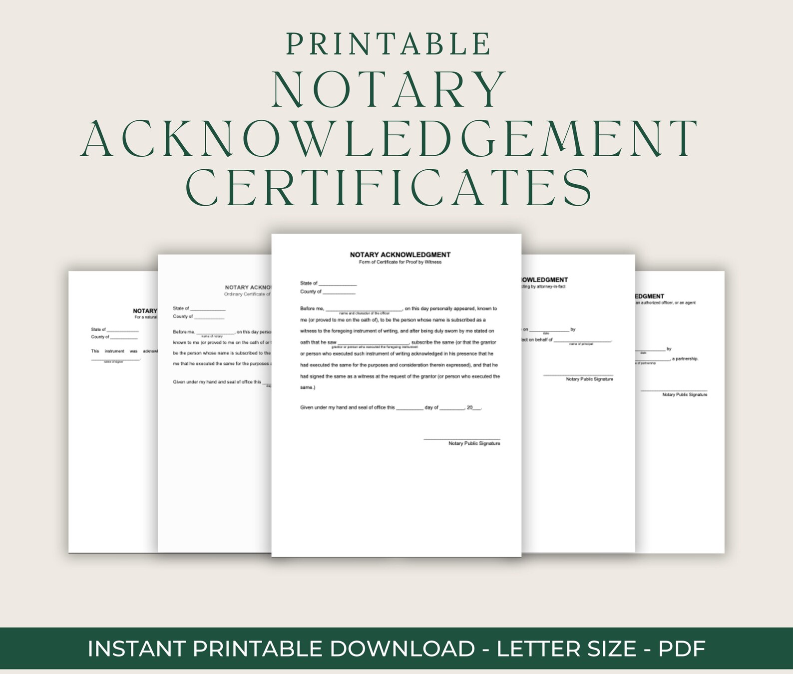 8 Printable Notary Acknowledgment Certificates - Acknowledgments ...