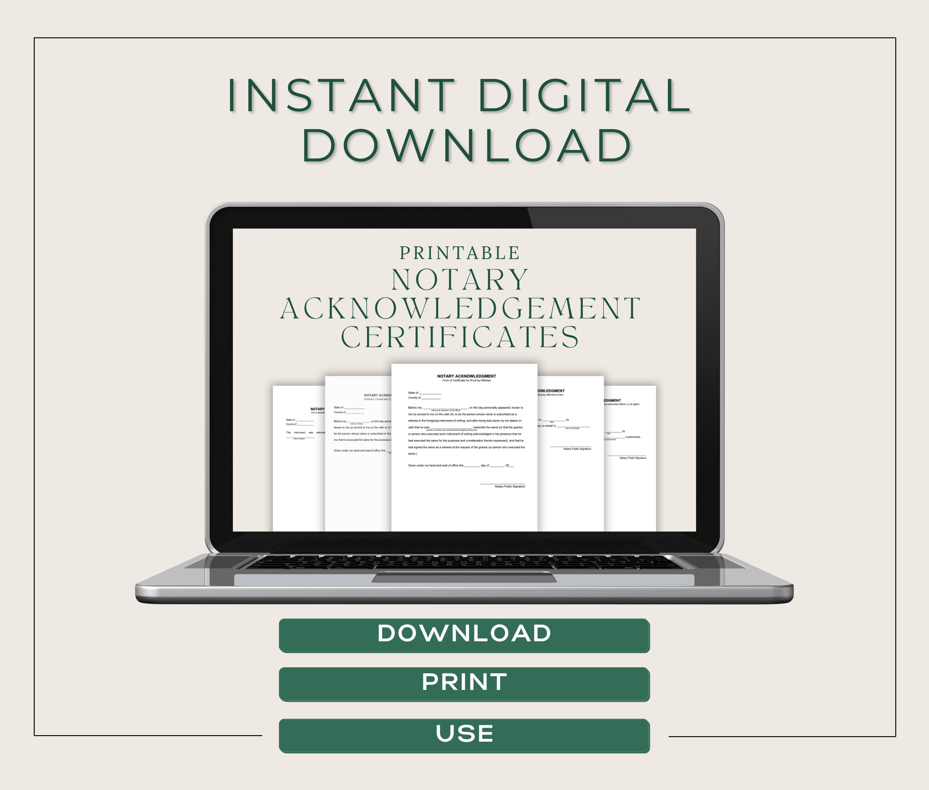 8 Printable Notary Acknowledgment Certificates - Acknowledgments ...