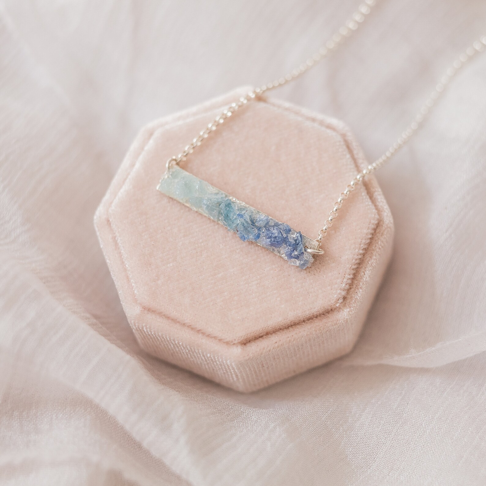 Blue Ombre Necklace, Multi Gemstone Jewelry, Aquamarine, Kyanite and ...