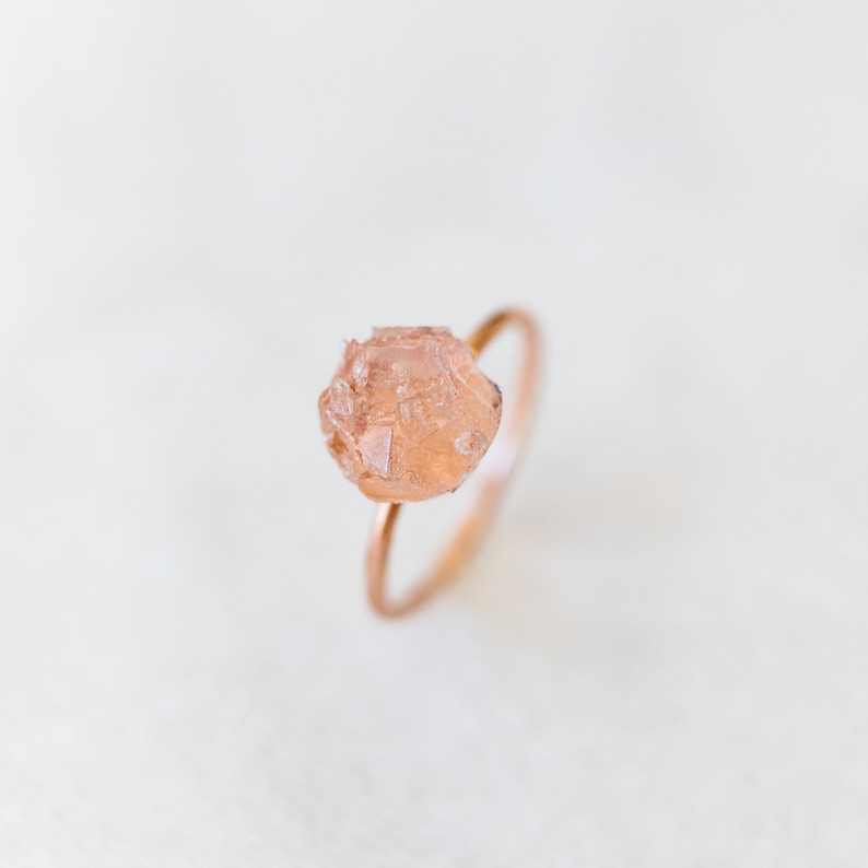 Raw Rose Quartz Ring, Raw Quartz Ring, Rough Gemstone Ring, Raw Stone ...