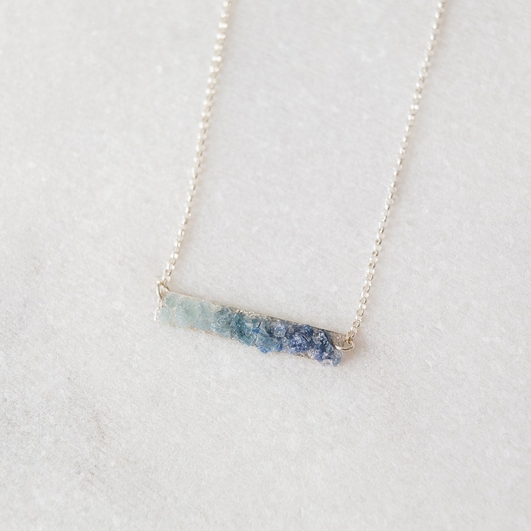 Blue Ombre Necklace, Multi Gemstone Jewelry, Aquamarine, Kyanite and ...